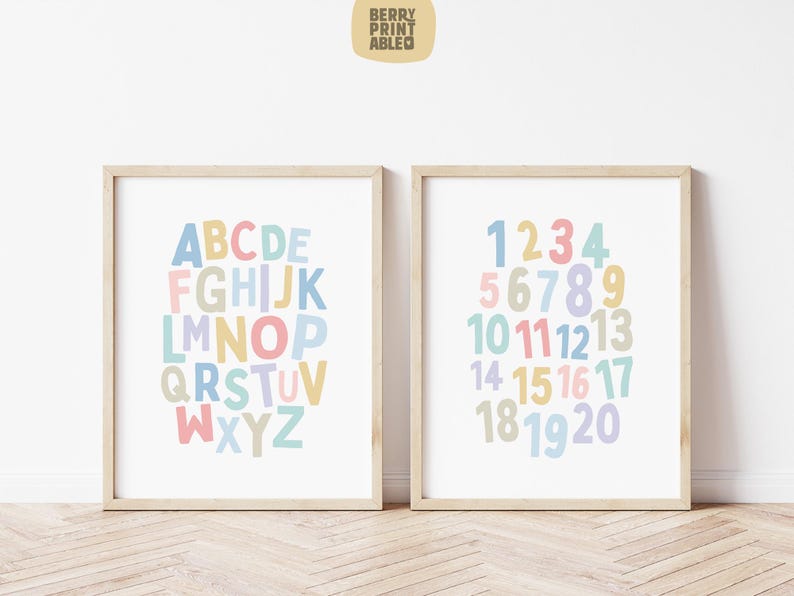 Playroom Set of 2, Alphabet Printable Sign, Kids Playroom Wall Art ...