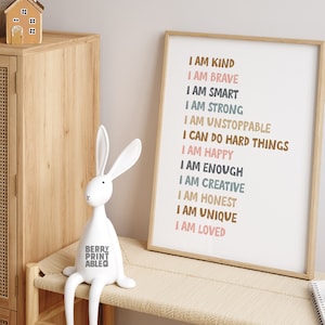 Neutral Playroom Set of 3, Positive Affirmations for Kids, Let's Play ...