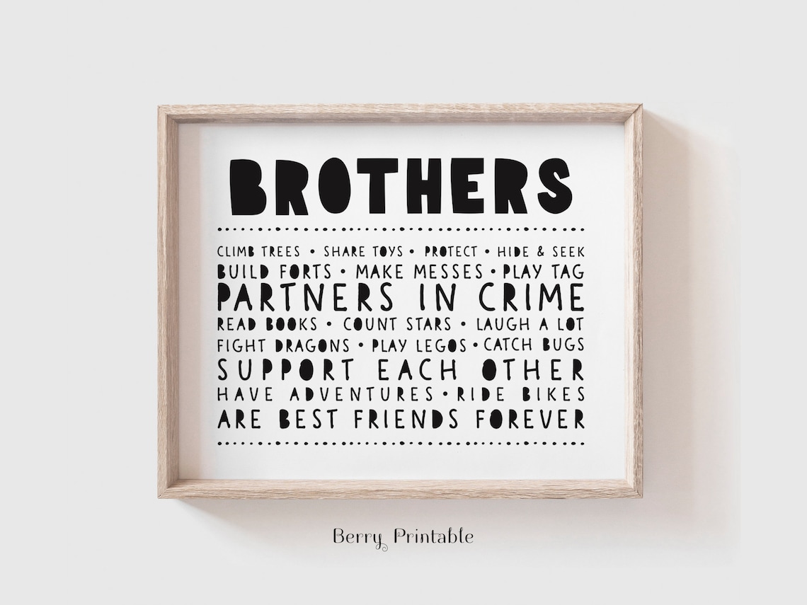 Brothers Room Decor, Shared Room Poster, Boy Room Wall Art, Black and ...