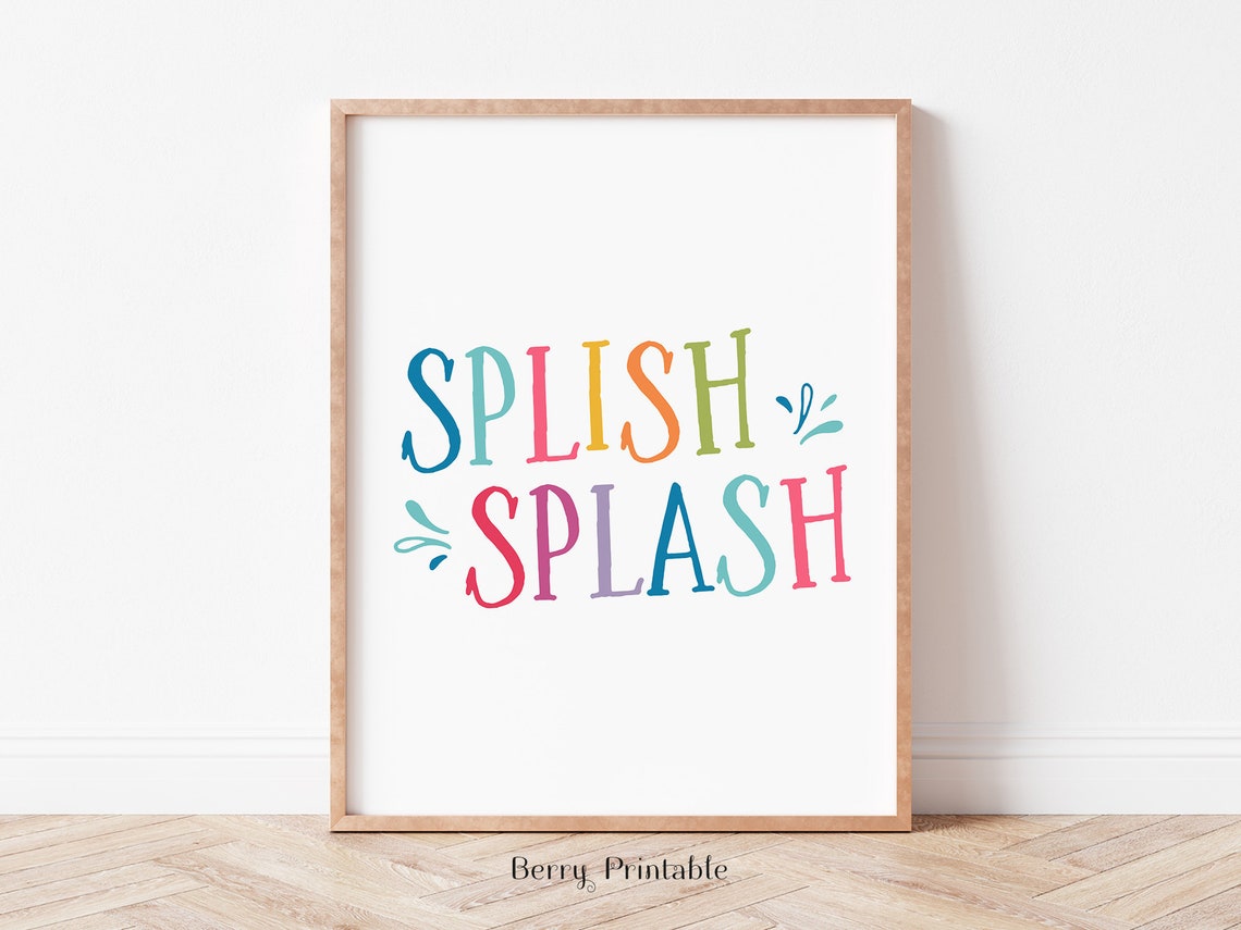Splish Splash Bathroom Wall Art, Bathroom Printable Decor, Kids Wall ...