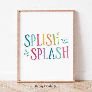 Splish Splash Bathroom Wall Art, Bathroom Printable Decor, Kids Wall ...