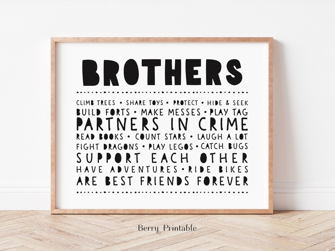 Brothers Room Decor, Shared Room Poster, Boy Room Wall Art, Black and ...