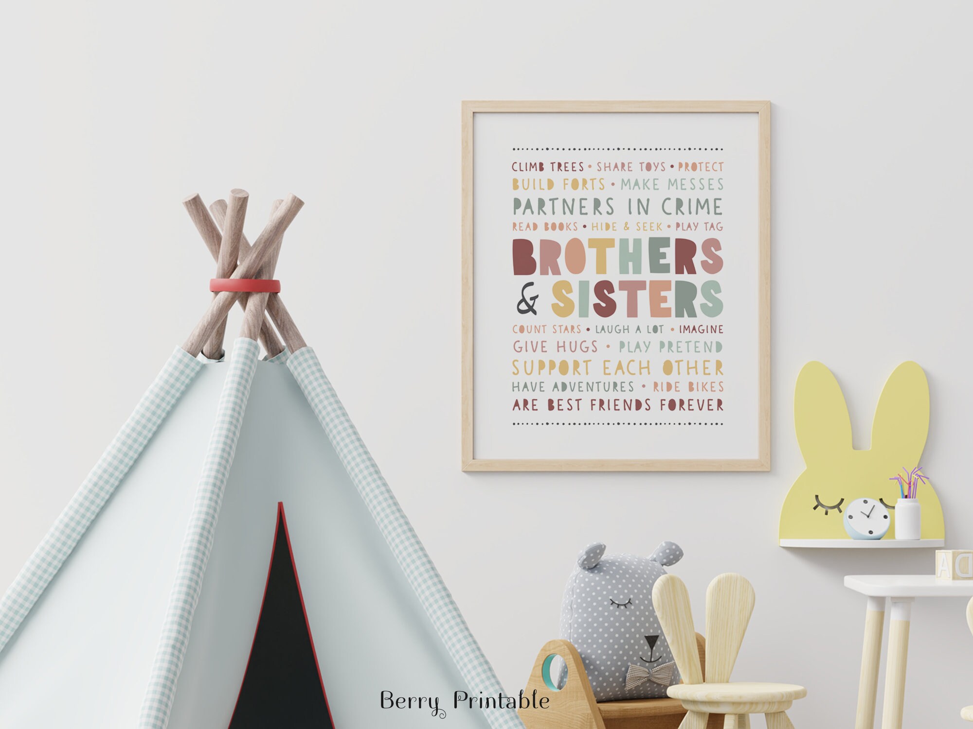 Brothers and Sisters Printable Sign, Shared Room Poster, Playroom Decor ...