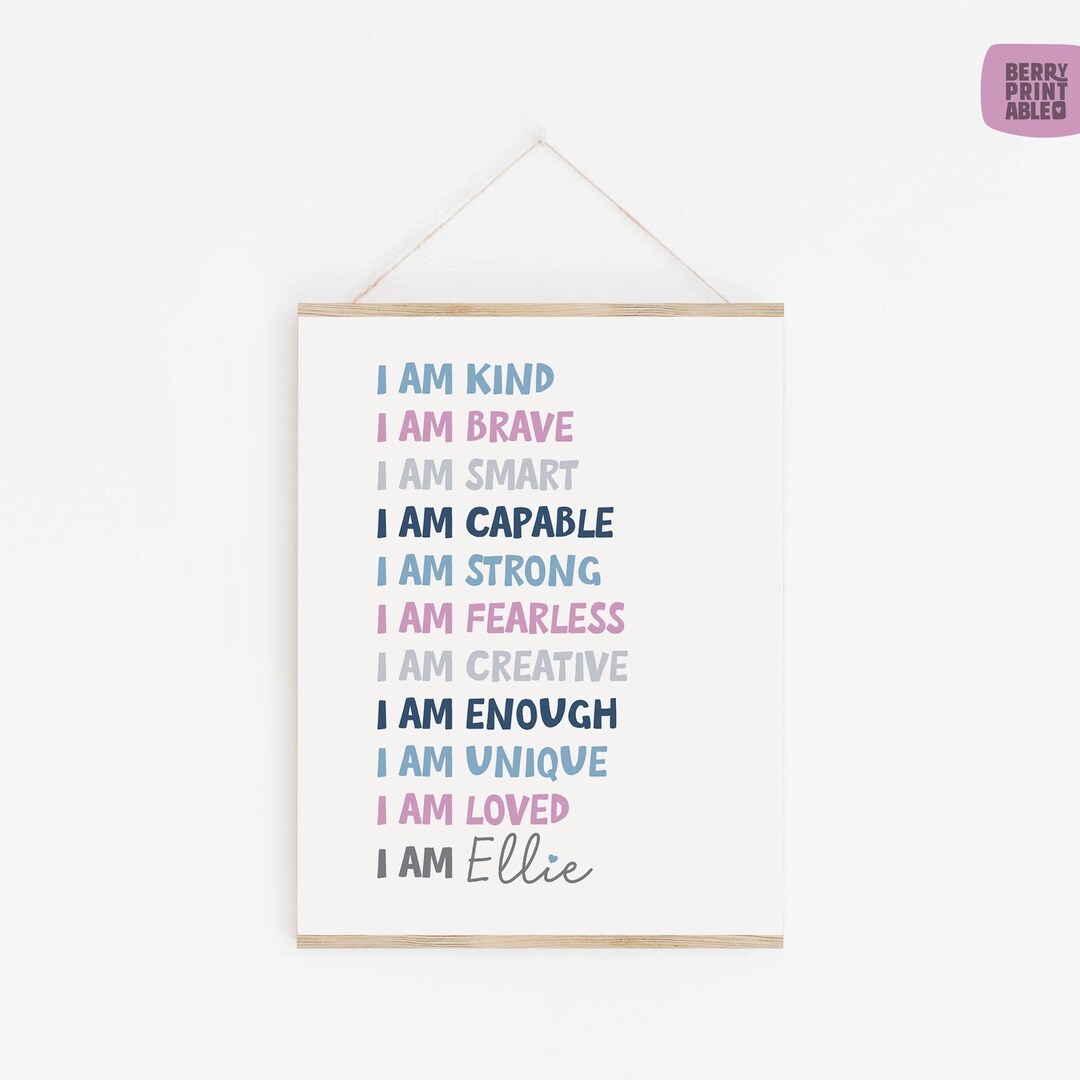 Affirmations Printable, I Am Poster, Youngster Bedroom Wall Art, Custom ...