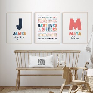 Brothers and Sisters Printable Wall Art, Custom Name Poster, Kids ...