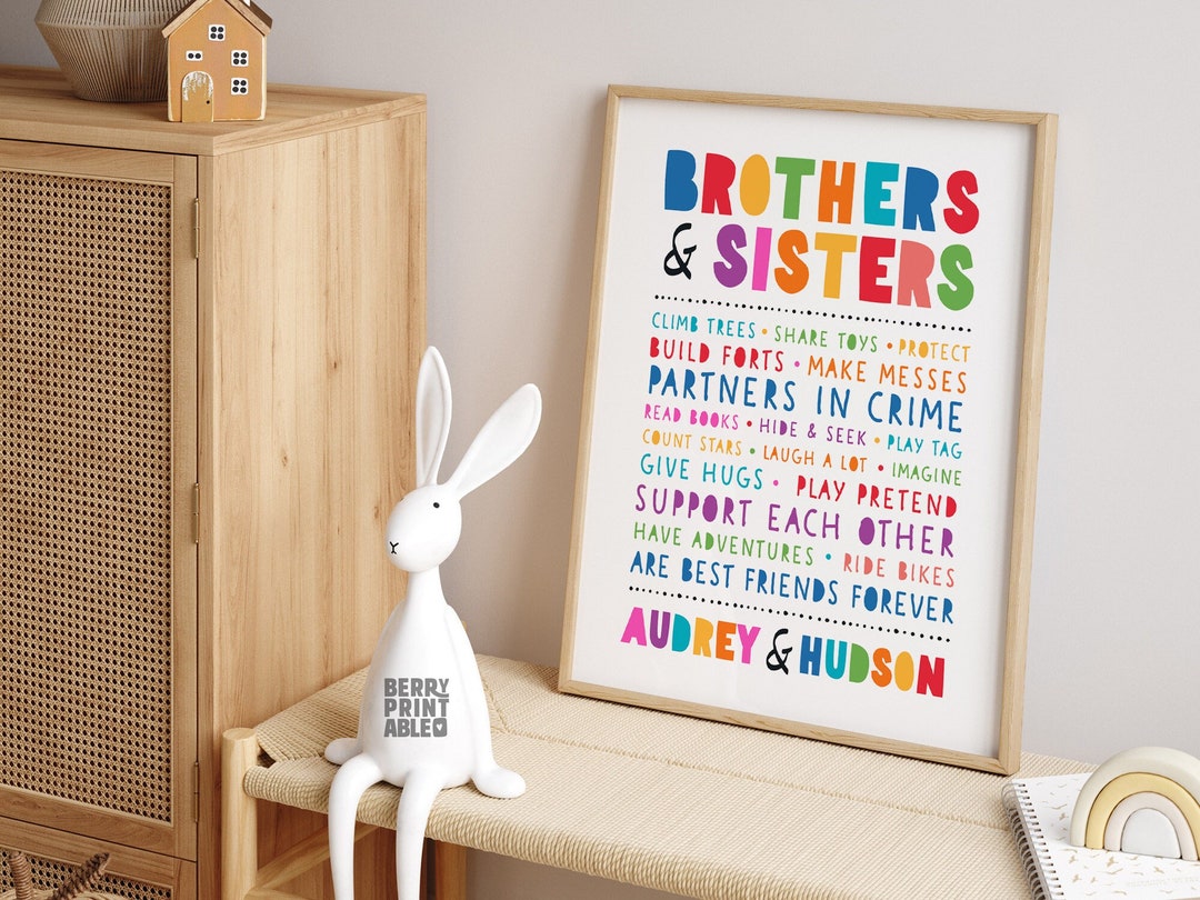 Brothers and Sisters Printable Wall Art, Custom Poster, Siblings ...