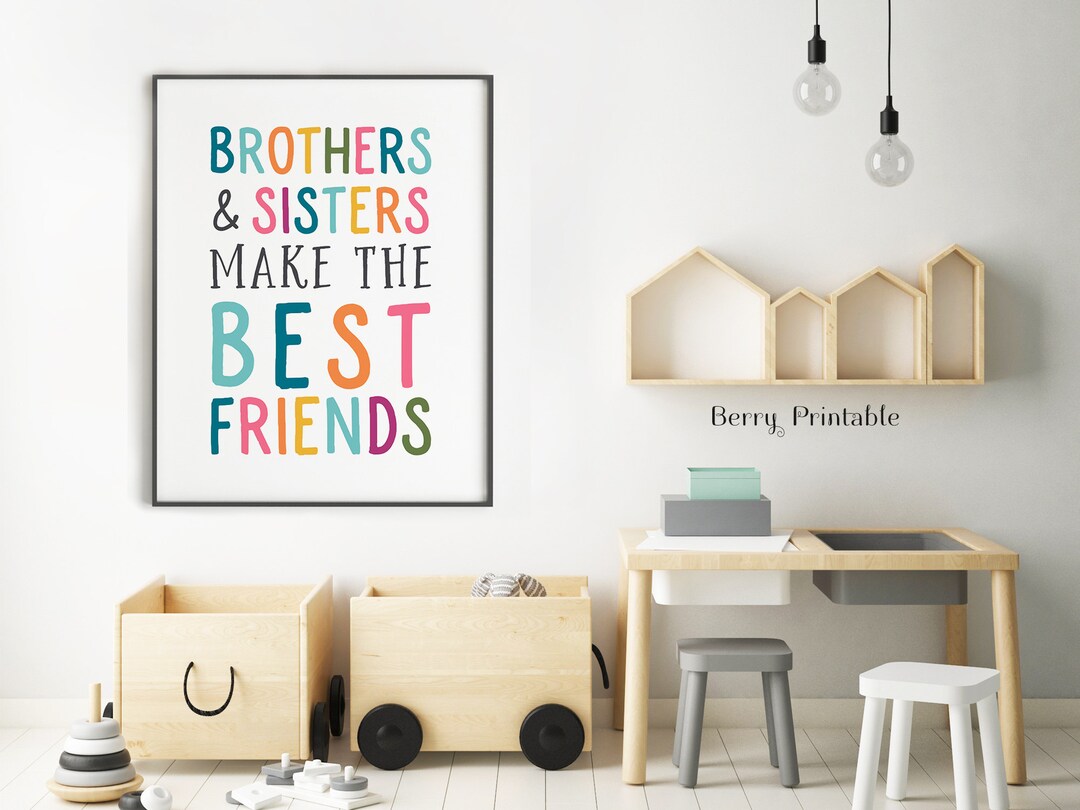 Brothers and Sisters Printable, Kids Bedroom Wall Art, Rainbow Room ...