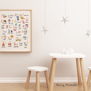 French Alphabet Poster, Printable Wall Art, ABC Sign, Kids Room Decor ...