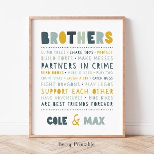 Brothers Printable Wall Art, Custom Name Poster, Personalized Brothers ...
