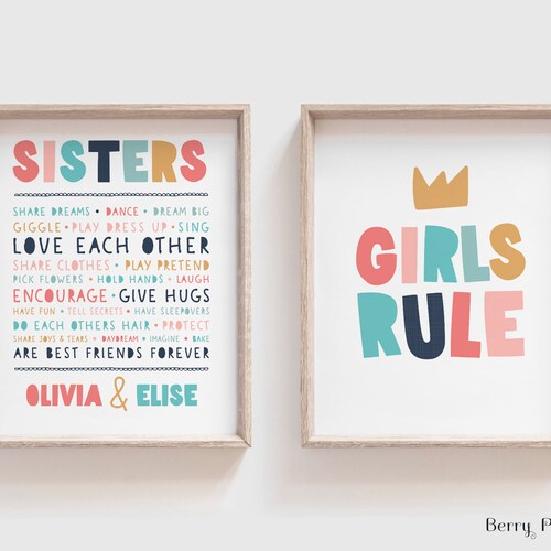 Sisters Room Wall Art-set of Two Printable Posterssisters | Etsy