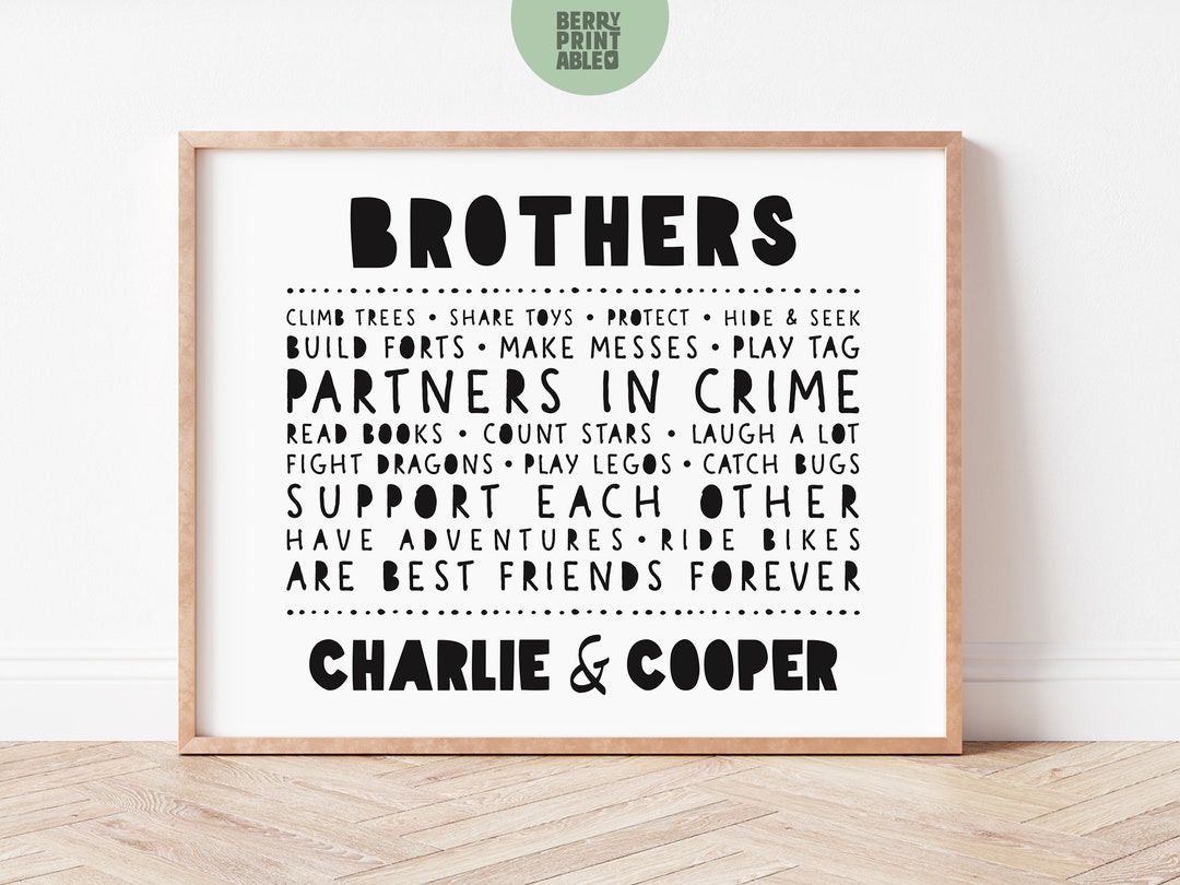 Playroom Printable Wall Art, Custom Name Poster, Personalized Brothers ...