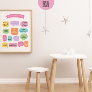 Positive Affirmations Wall Art, Girl Printable Wall Art, Playroom Decor ...