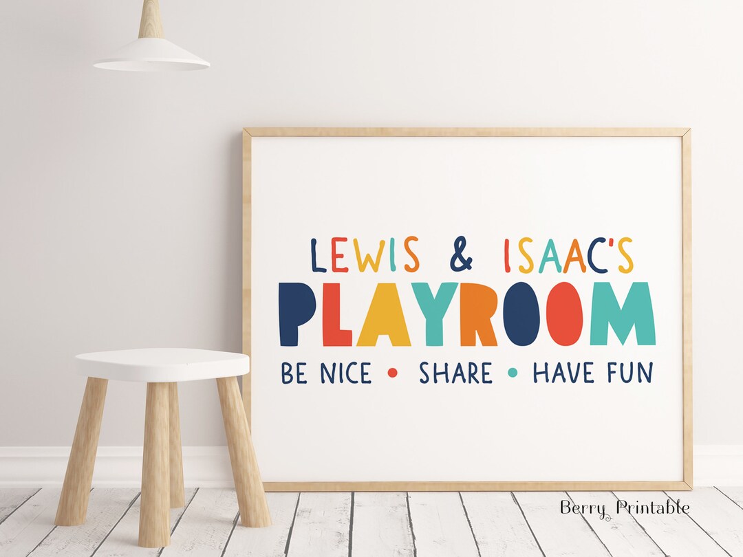 Playroom Printable Wall Art, Personalized Playroom Sign, Playroom Rules ...