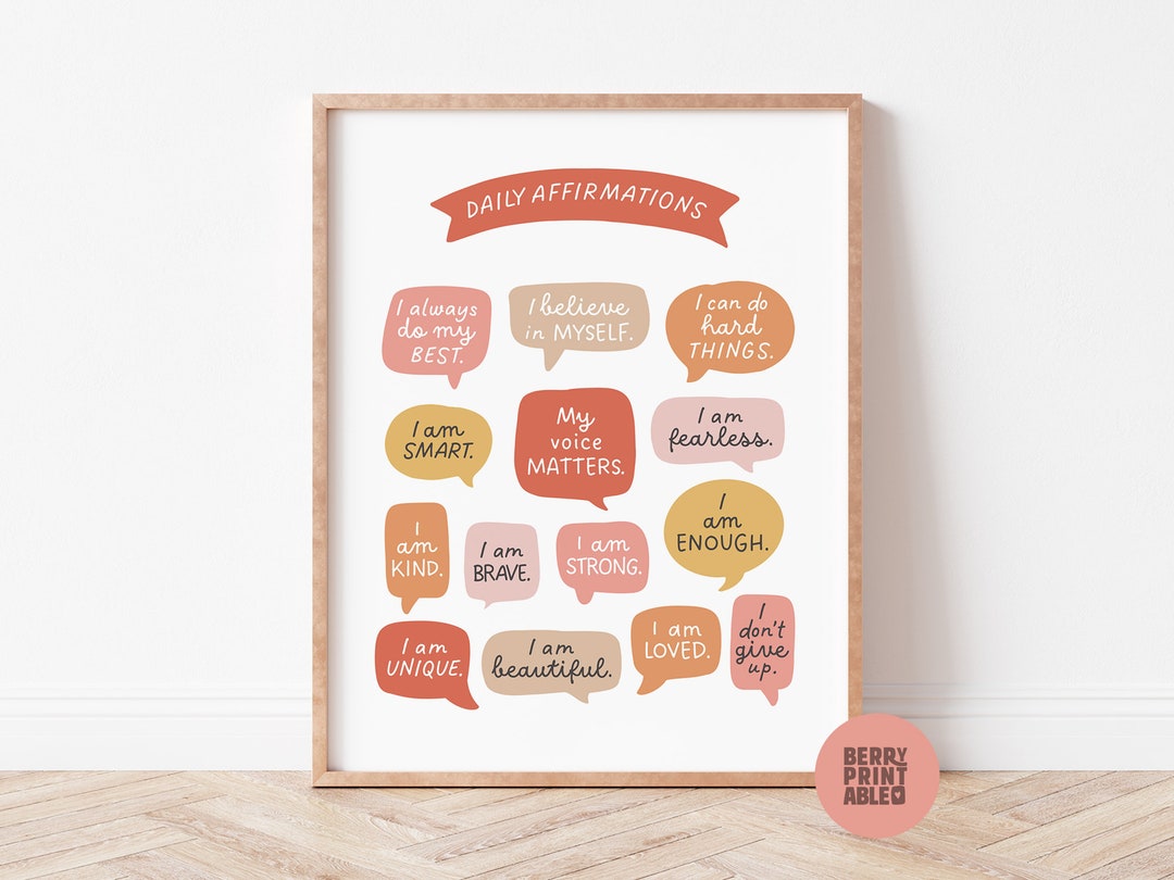 Positive Affirmations Wall Art, Girl Printable Wall Art, I Am Poster ...
