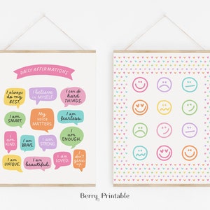 Positive Affirmations Wall Art, Girl Printable Wall Art, Playroom Decor ...