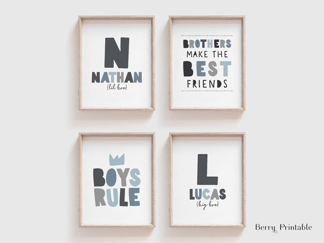 Brothers Printable Wall Art, Custom Playroom Poster, Lil Bro Big Bro ...