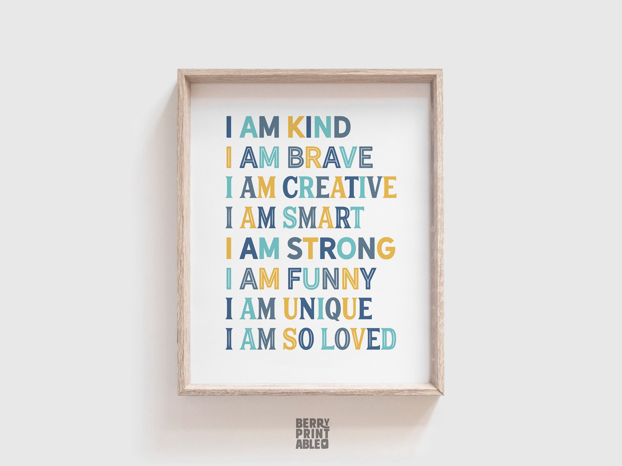 Affirmations Printable, Kids Room Wall Art, I Am Poster, Playroom Wall ...