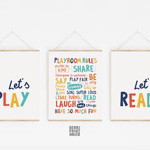 Playroom Rules Printable Wall Art, Kids Room Decor, Playroom Sign, Let ...