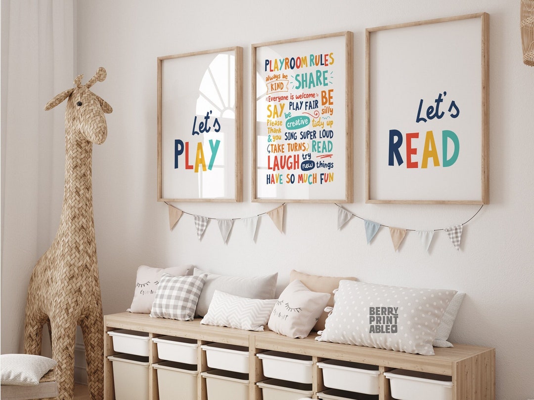 Playroom Rules Printable Wall Art, Kids Room Decor, Playroom Sign, Let ...