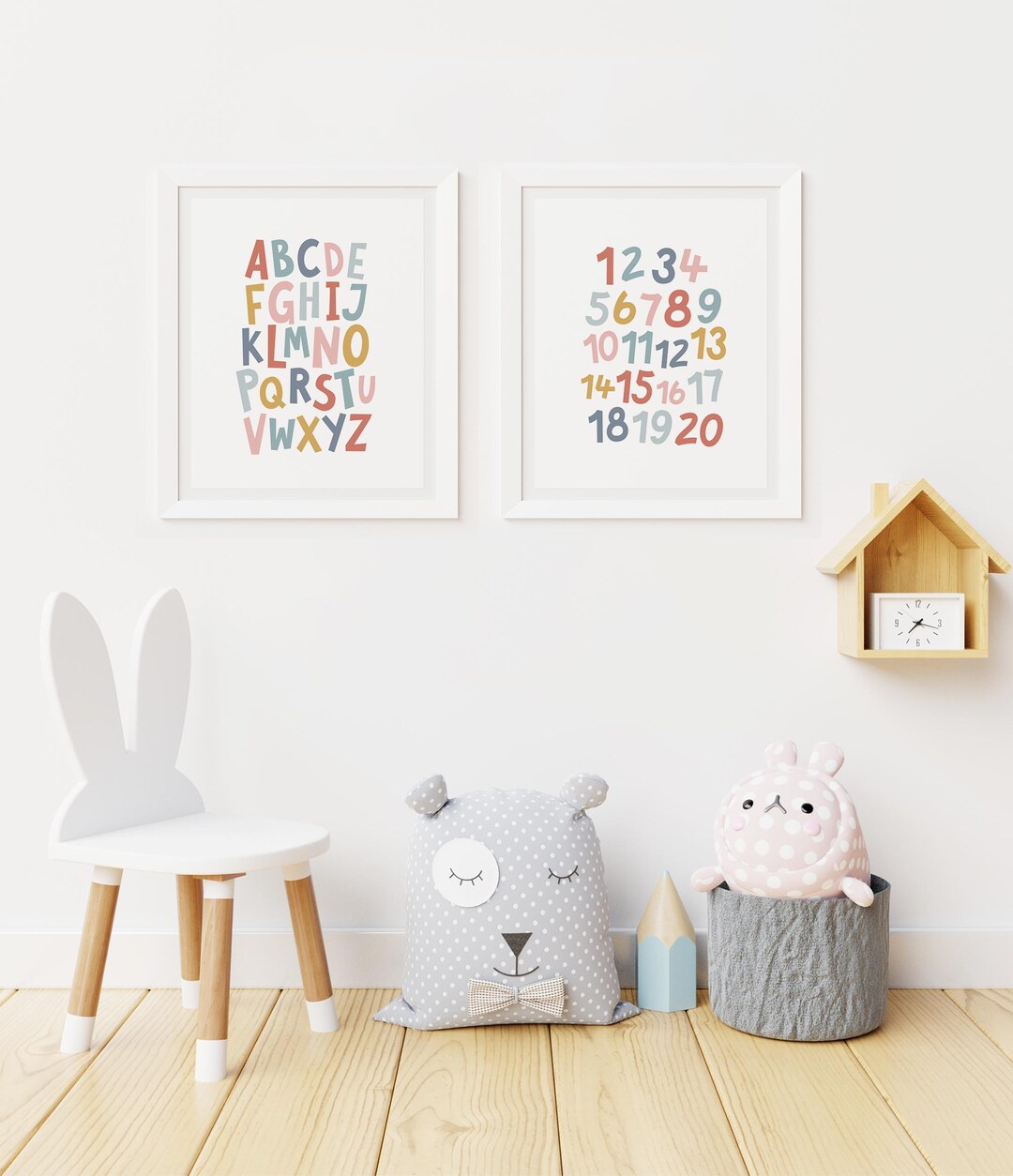 Alphabet Printable, Playroom Printable Set of 2, Neutral Colors ...