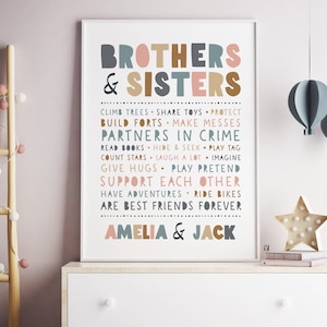 Brothers and Sisters Printable Wall Art, Custom Poster, Siblings ...
