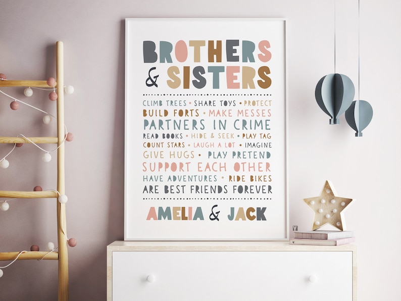 Brothers and Sisters Printable Wall Art Custom Poster - Etsy