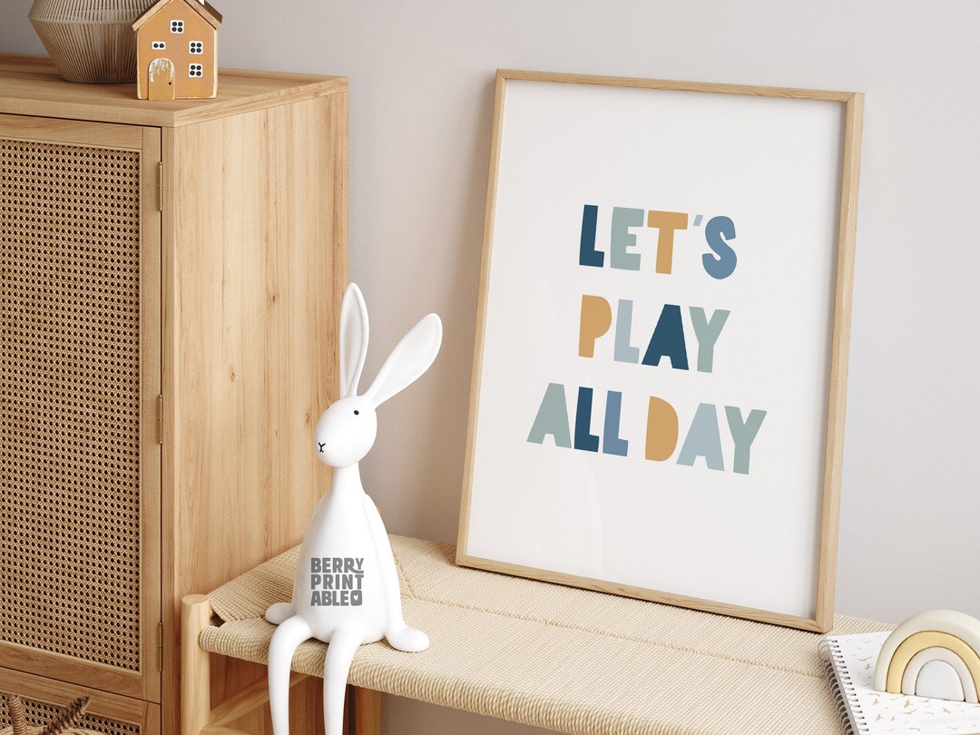 Let's Play All Day Printable Sign, Shared Room Poster, Kids Room Wall ...
