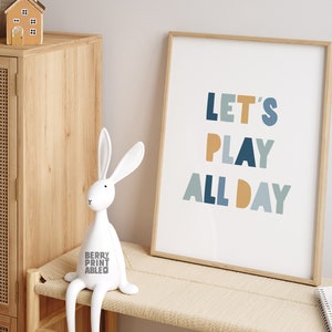 Let's Play All Day Printable Sign, Shared Room Poster, Kids Room Wall ...