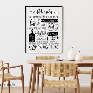 Kitchen Rules Sign, Farmhouse Decor, Kitchen Printable Poster, Kitchen ...