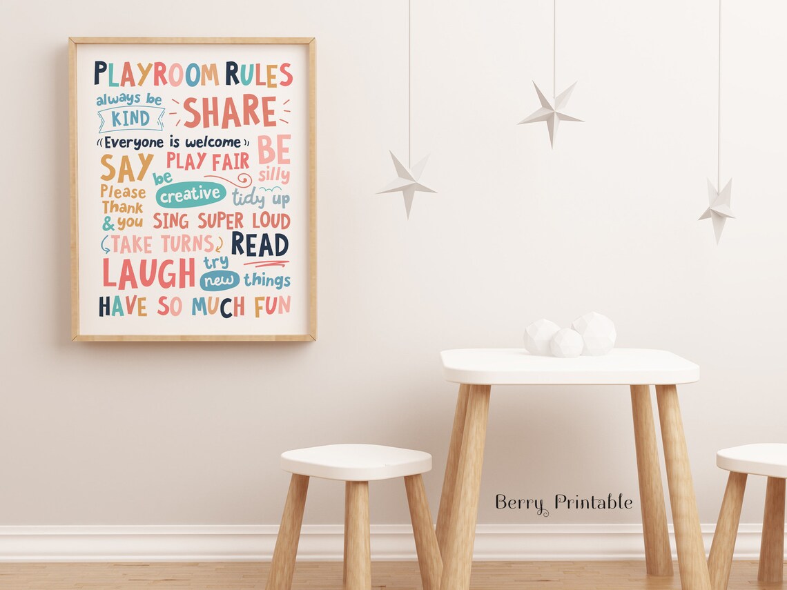 Playroom Rules Printable Wall Art Kids Room Decor Let's - Etsy