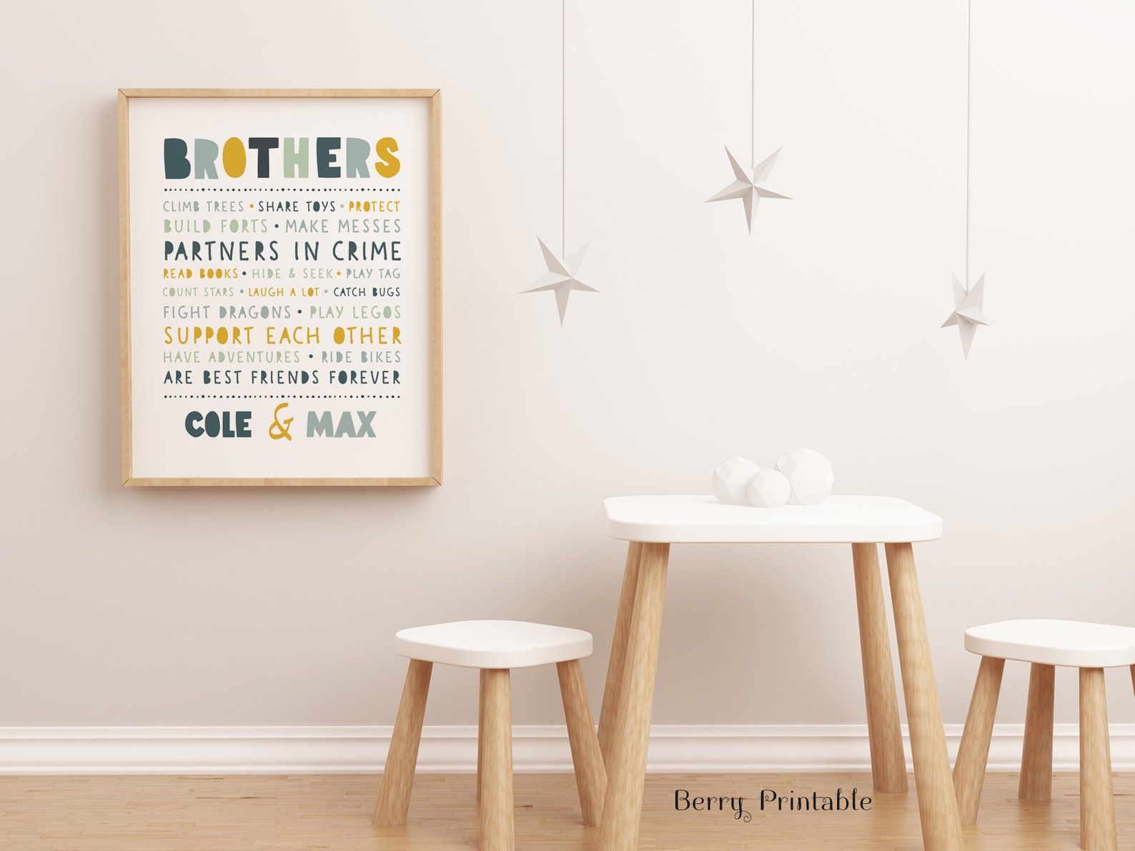 Brothers Printable Wall Art, Custom Name Poster, Personalized Brothers ...