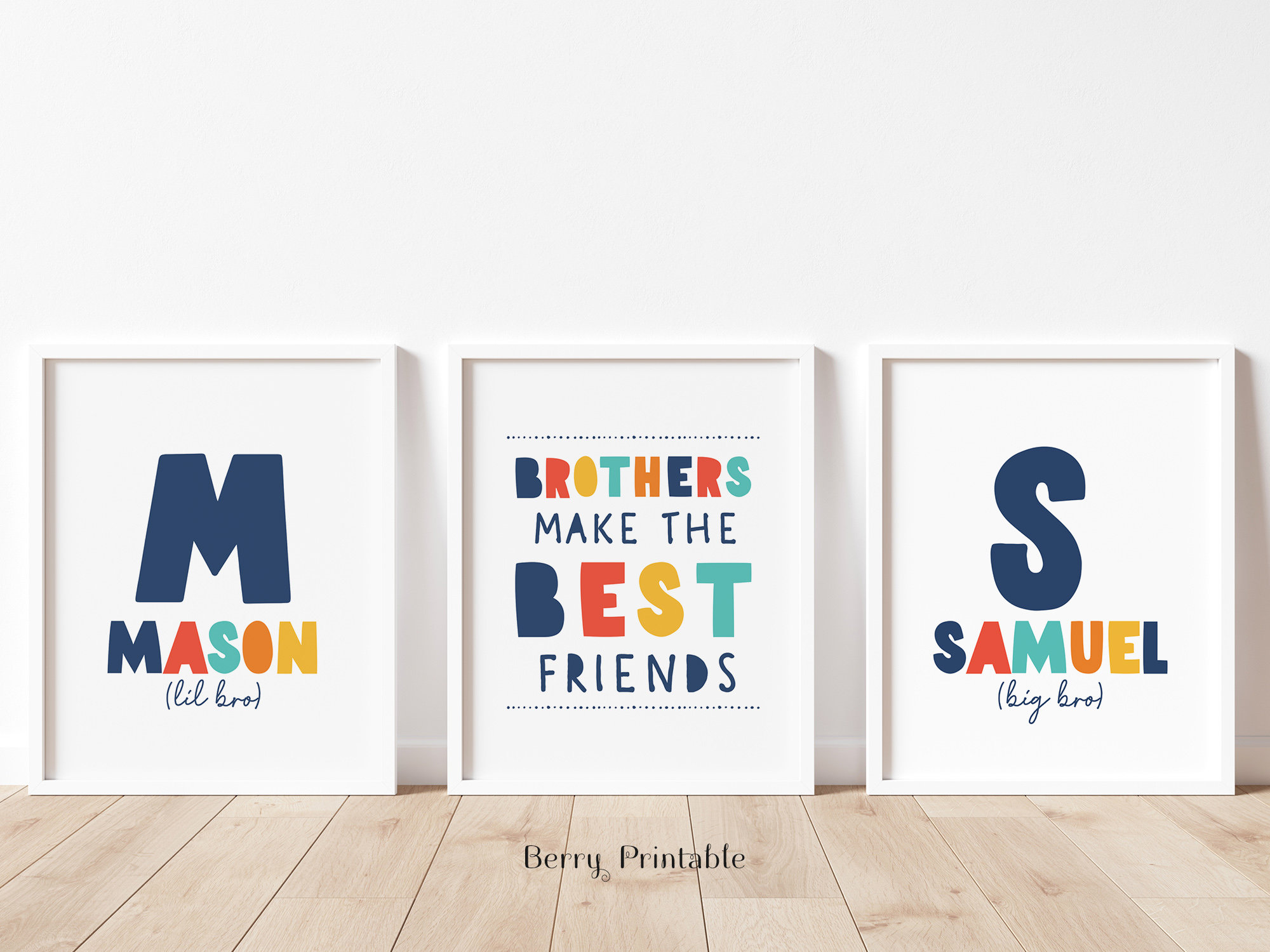 Brothers Printable Art Set of 3, Custom Name Poster, Lil Bro Big Bro ...