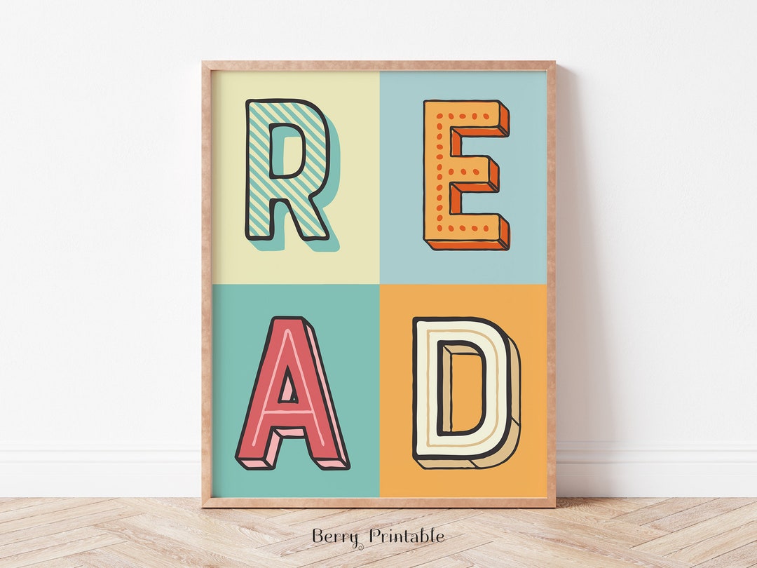 Read Print - Playroom Printable Wall Art - Kids Illustration - Children ...