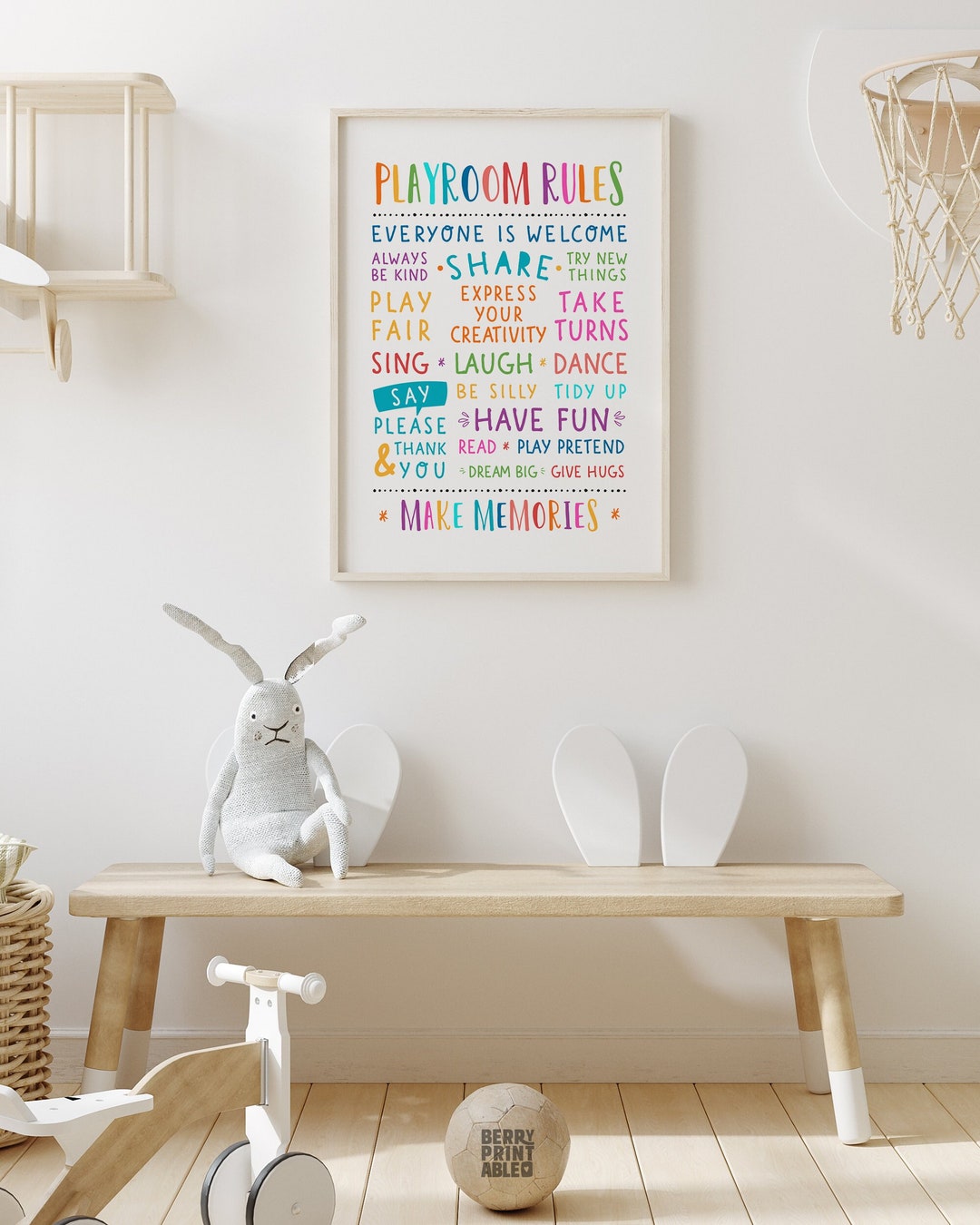 Playroom Rules Printable Wall Art, Kids Playroom Decor, Rainbow ...