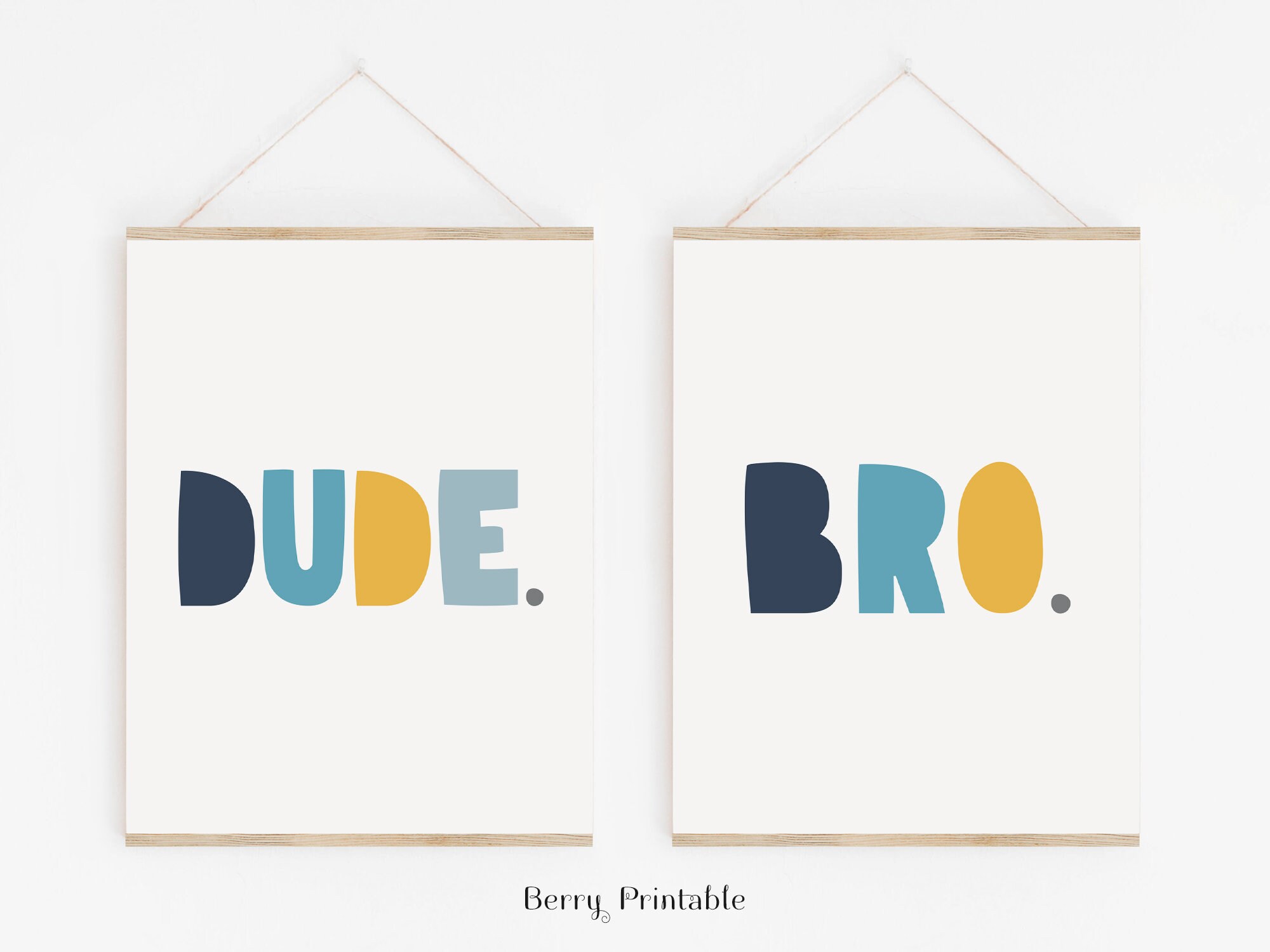 Bro Dude Wall Art Set of 2, Brothers Printable Wall Art, Boys Bedroom ...