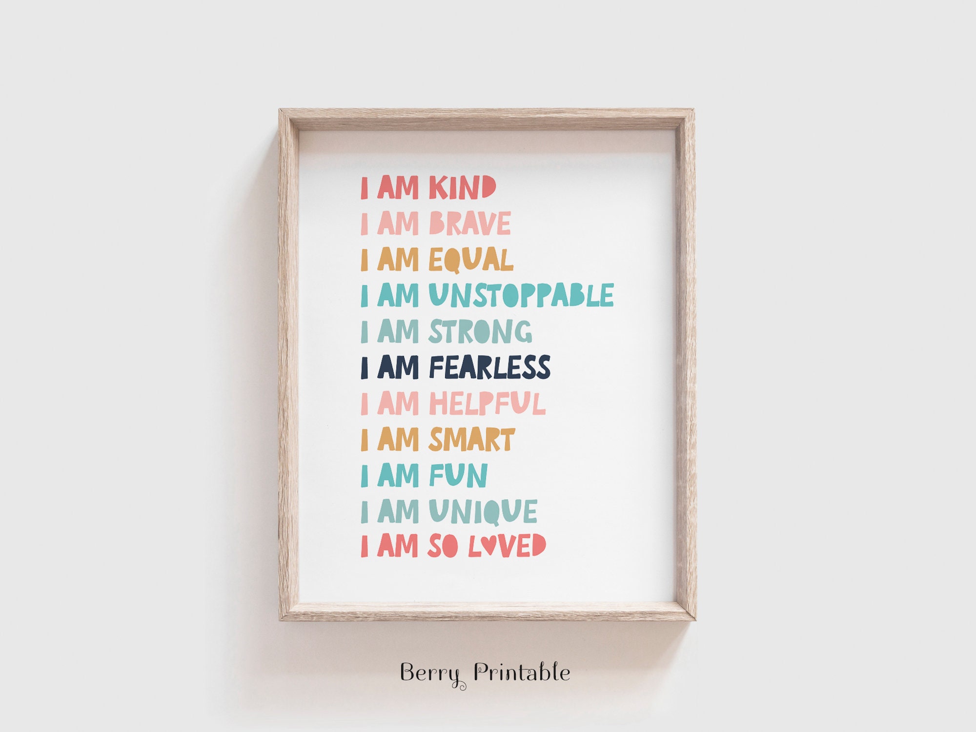 Positive Affirmation Sign, Girl Printable Wall Art, Playroom Wall Decor ...