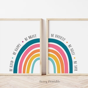 Rainbow Set of 2 Digital Prints, Playroom Printable Wall Art ...