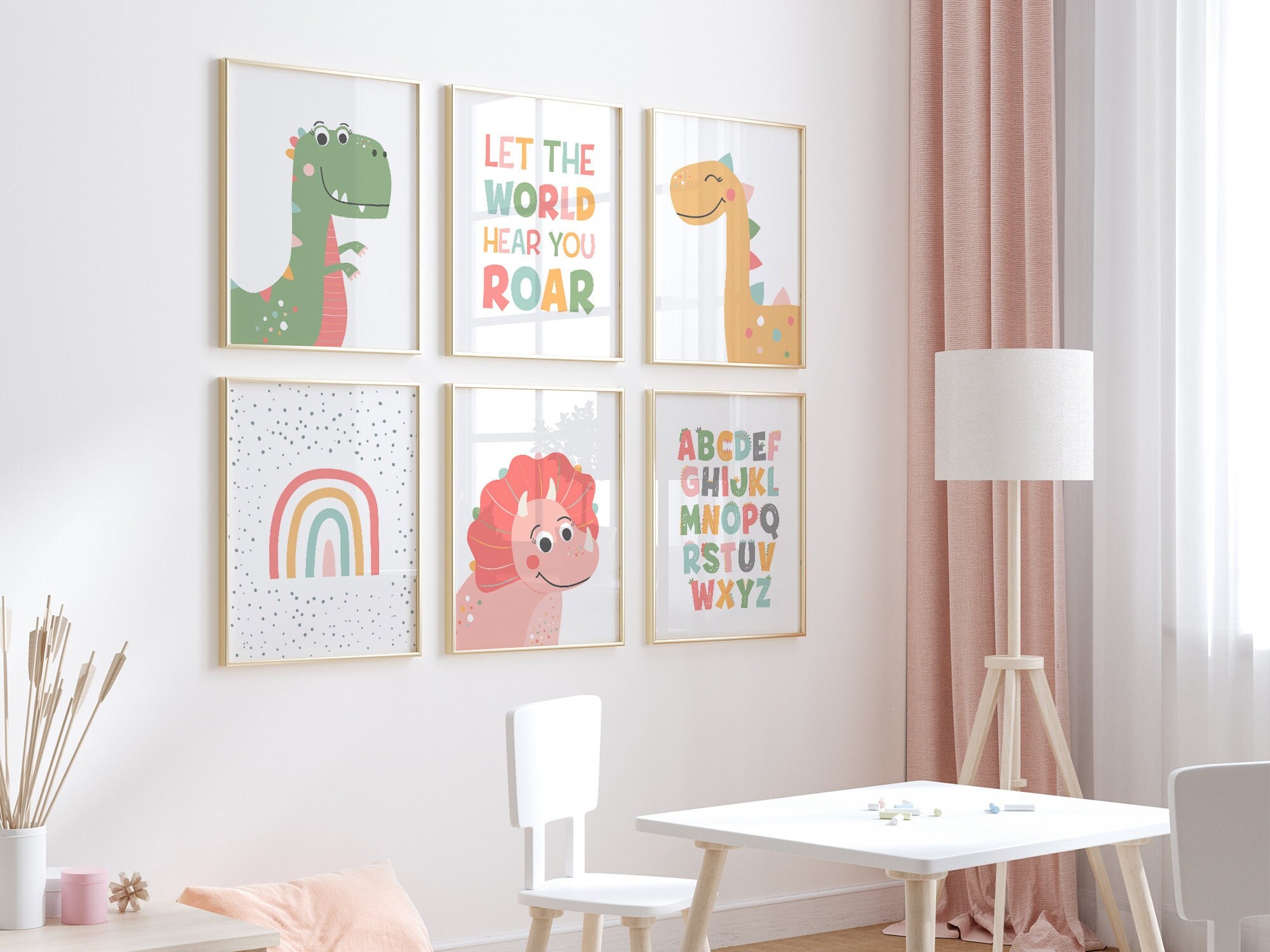 Dinosaur Printable Set of 6 T-rex Poster Girl Printable Wall - Etsy Canada