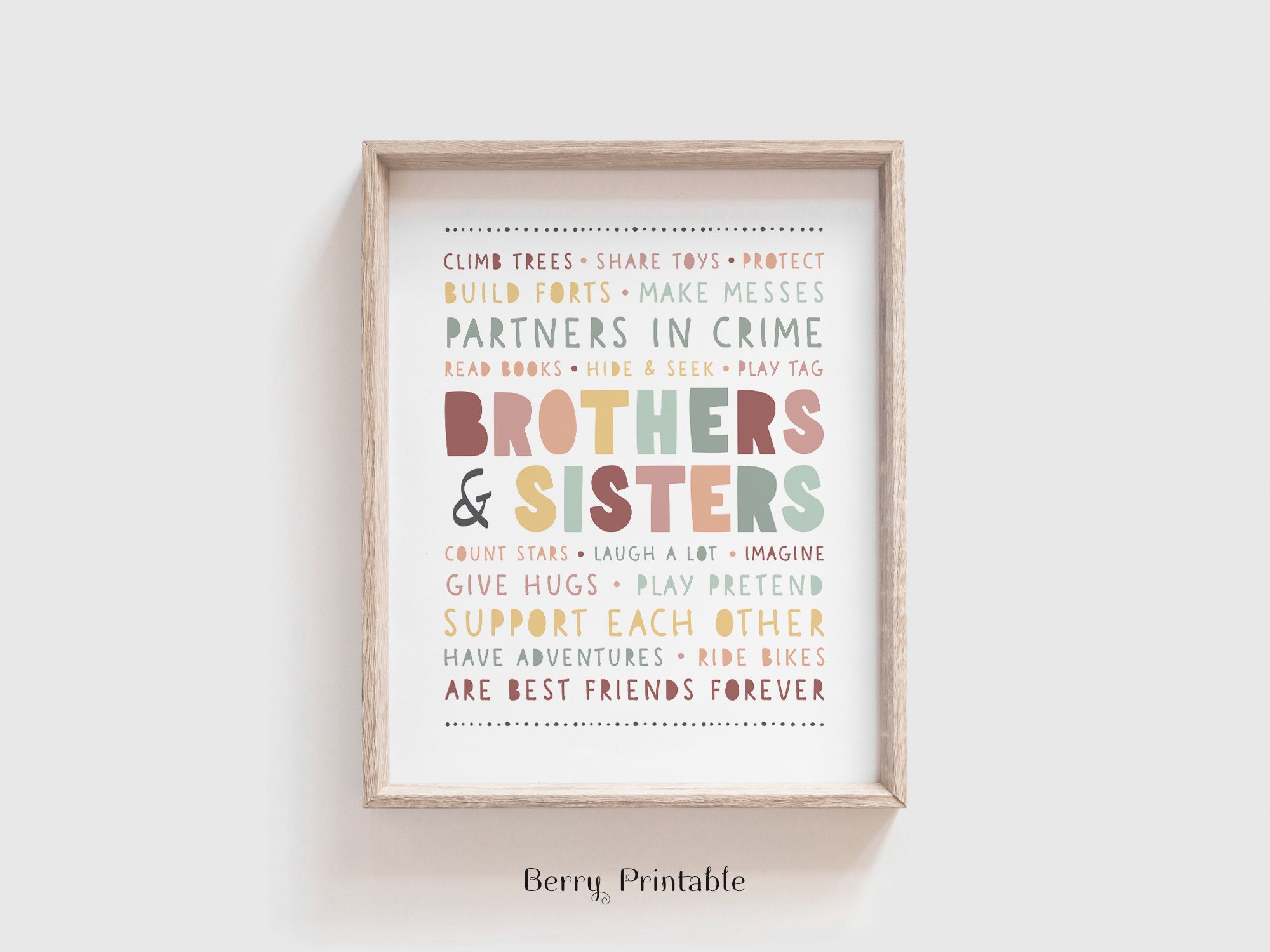 Brothers and Sisters Printable Sign, Shared Room Poster, Playroom Decor ...