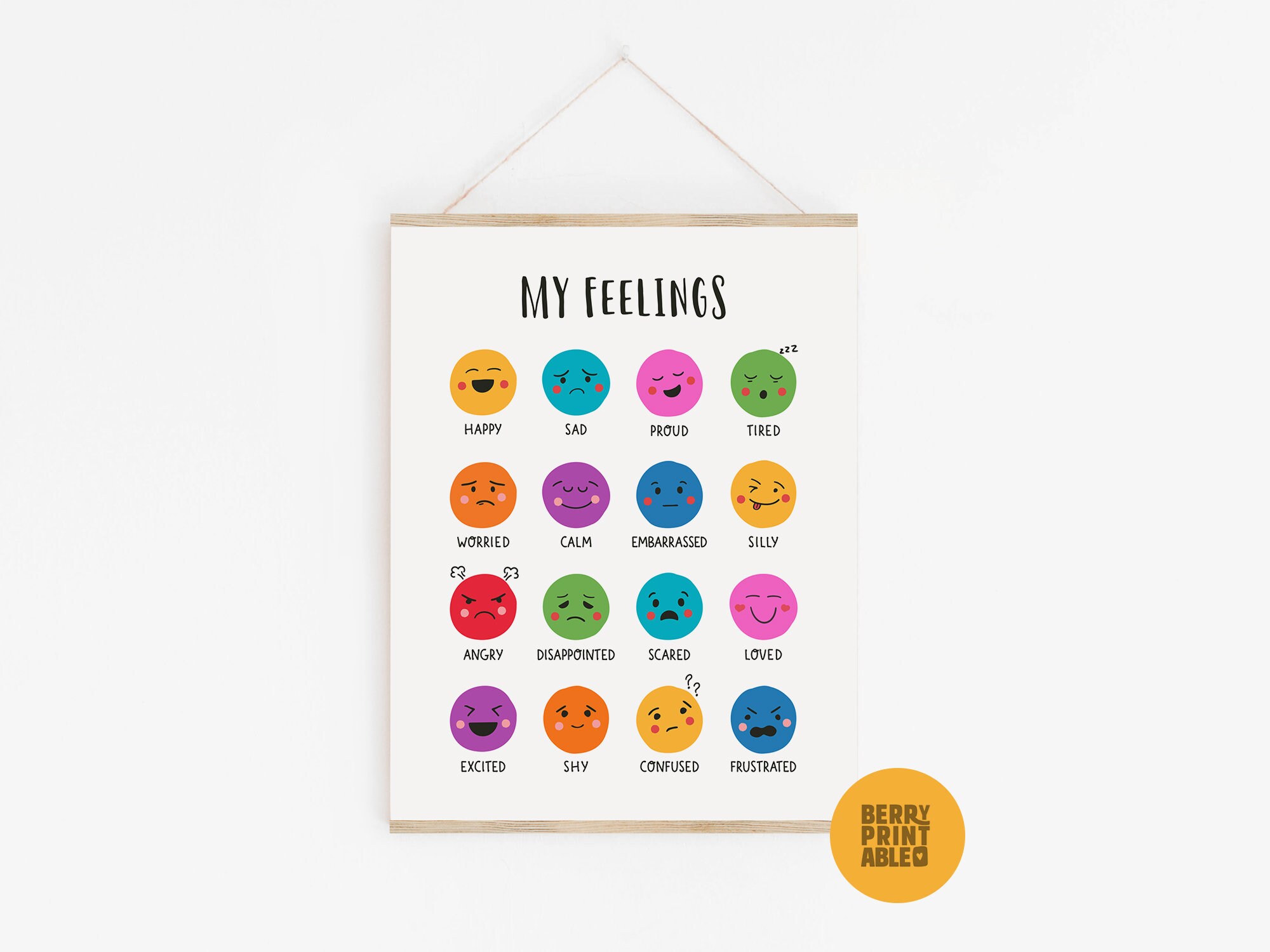 My Feelings Printable Chart, Emotions Poster, Primary Colors Sign ...