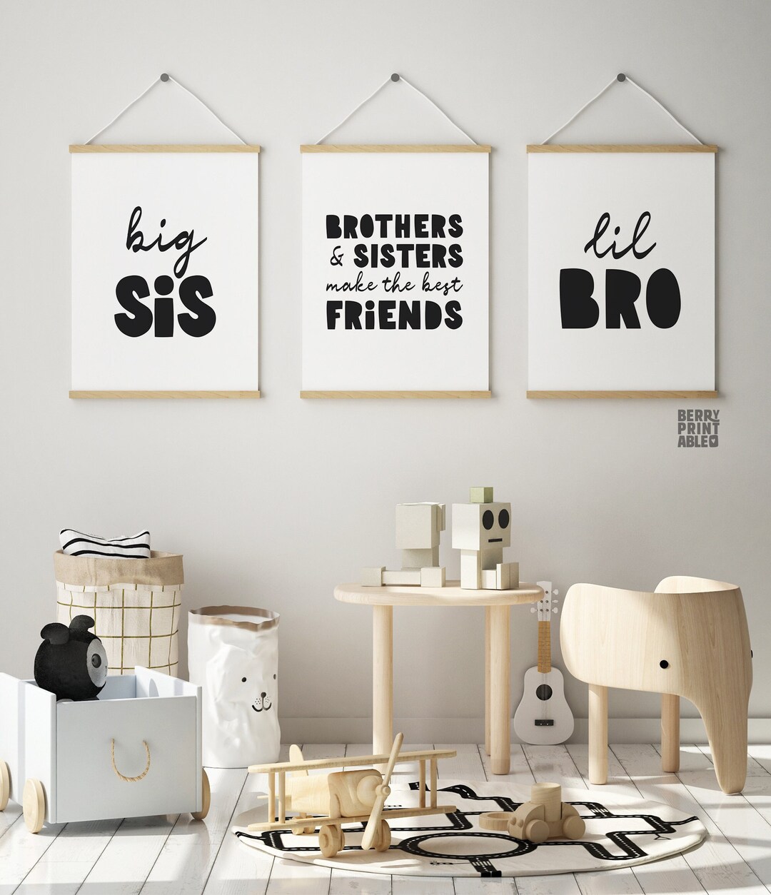 Brothers & Sisters Printable Set of 3, Big Sis Lil Bro Poster, Kids ...