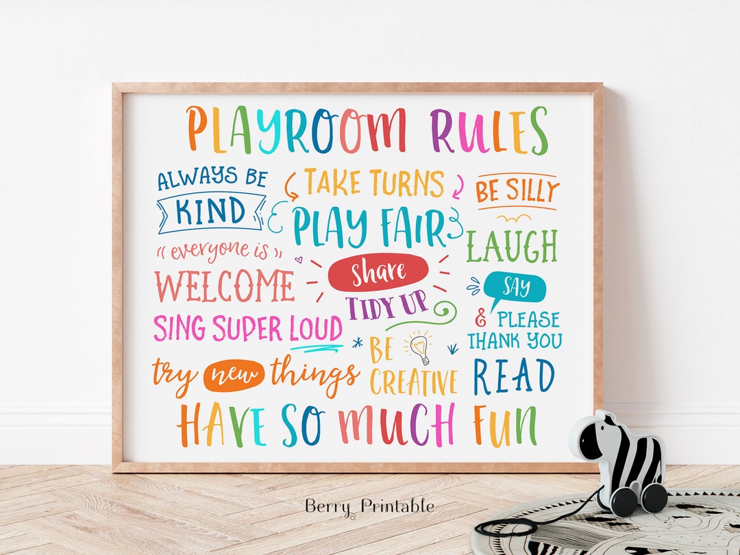 Playroom Rules Printable Wall Art, Kids Room Decor, Rainbow Playroom ...