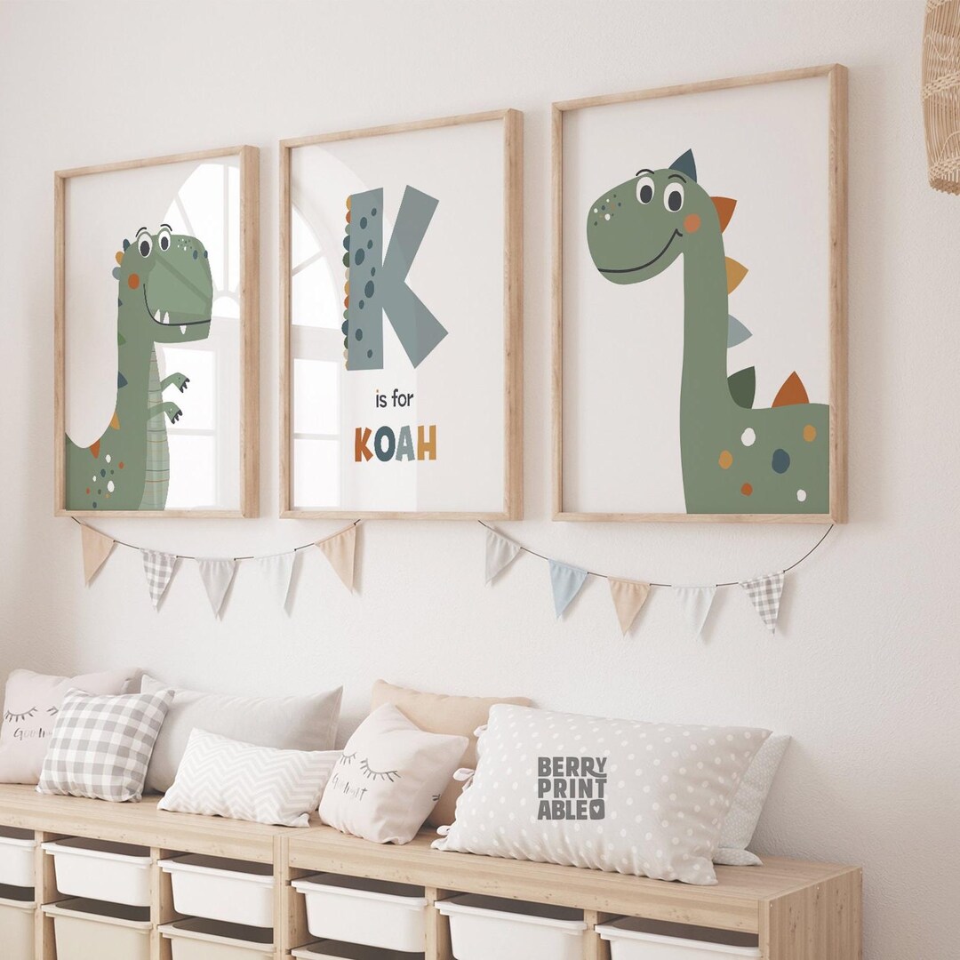 Dinosaur Printable Wall Art, Personalized Poster, T-rex Sign, Kids ...