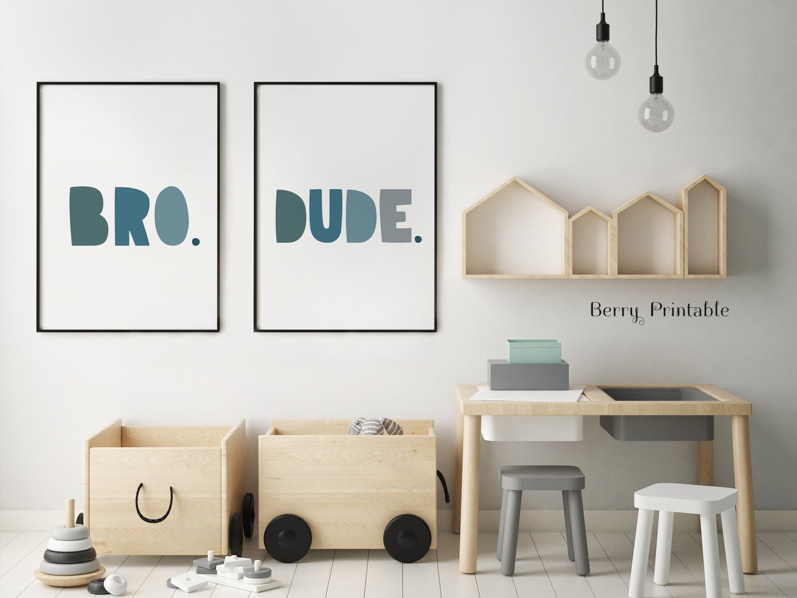 Bro Dude Wall Art Set of 2 Brothers Printable Art Boys - Etsy
