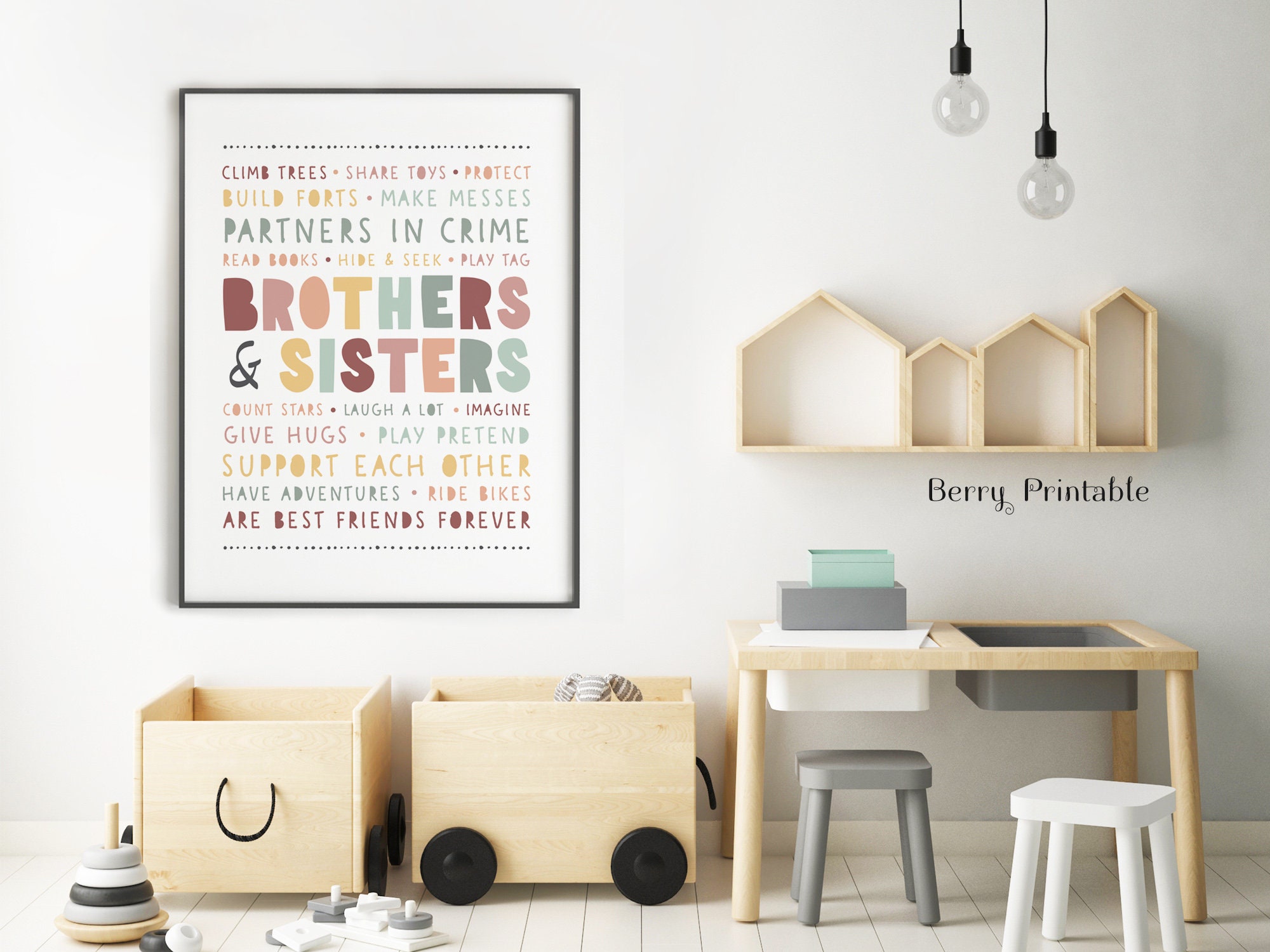 Brothers and Sisters Printable Sign, Shared Room Poster, Playroom Decor ...