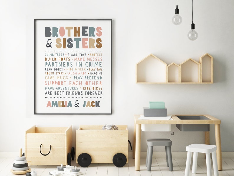 Brothers and Sisters Printable Wall Art, Custom Poster, Siblings ...