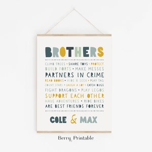 Brothers Printable Wall Art, Custom Name Poster, Personalized Brothers ...