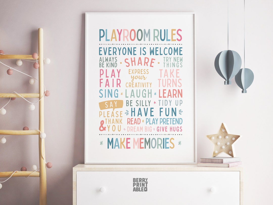 Playroom Rules Printable Sign, Kids Room Decor, Playroom Poster ...