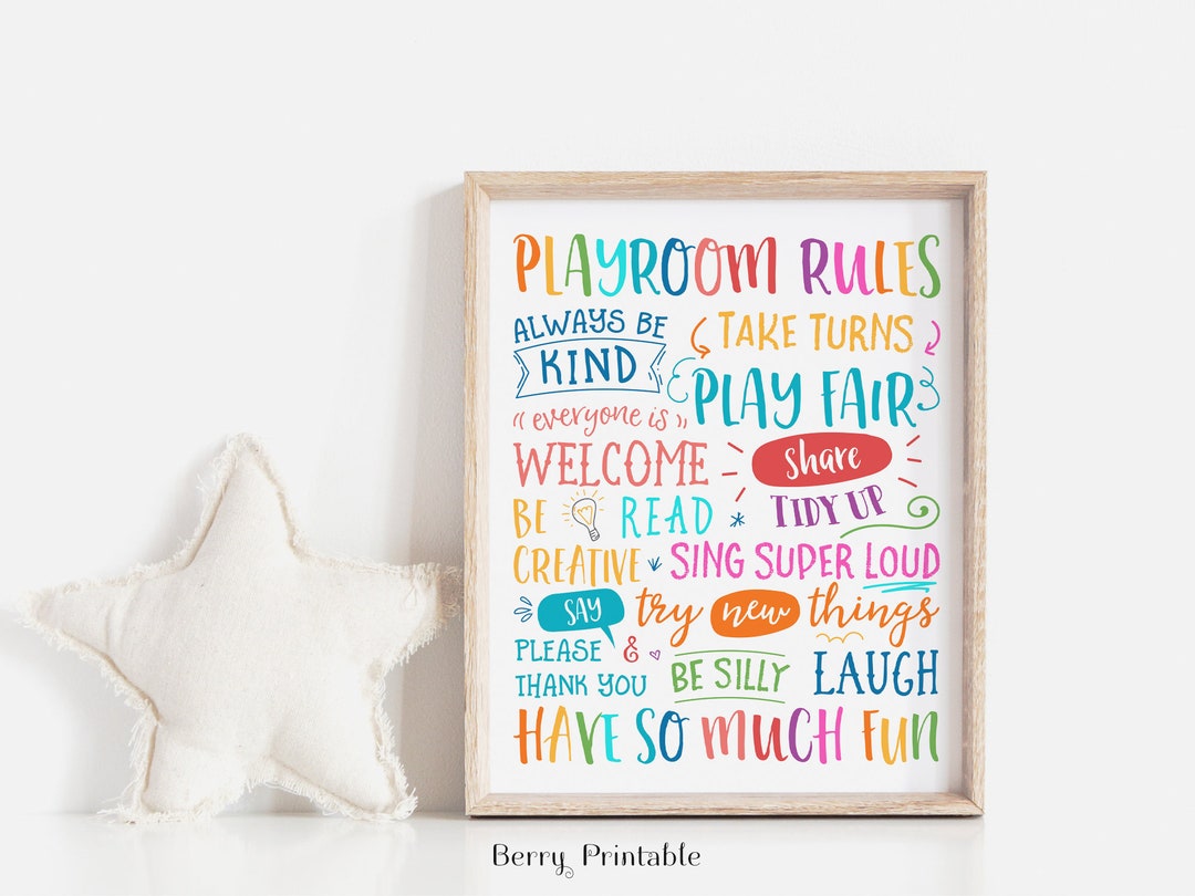 Playroom Rules Printable Wall Art, Kids Room Decor, Rainbow Playroom ...