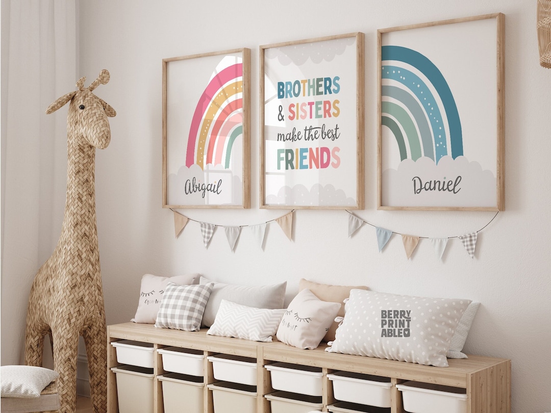 Brothers and Sisters Printable Wall Art Set of 3, Custom Poster, Kids ...